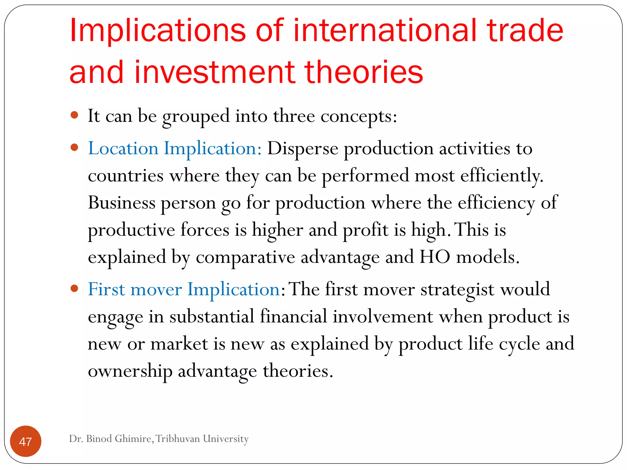 Chapter 2 theories of international trade and investment | PDF