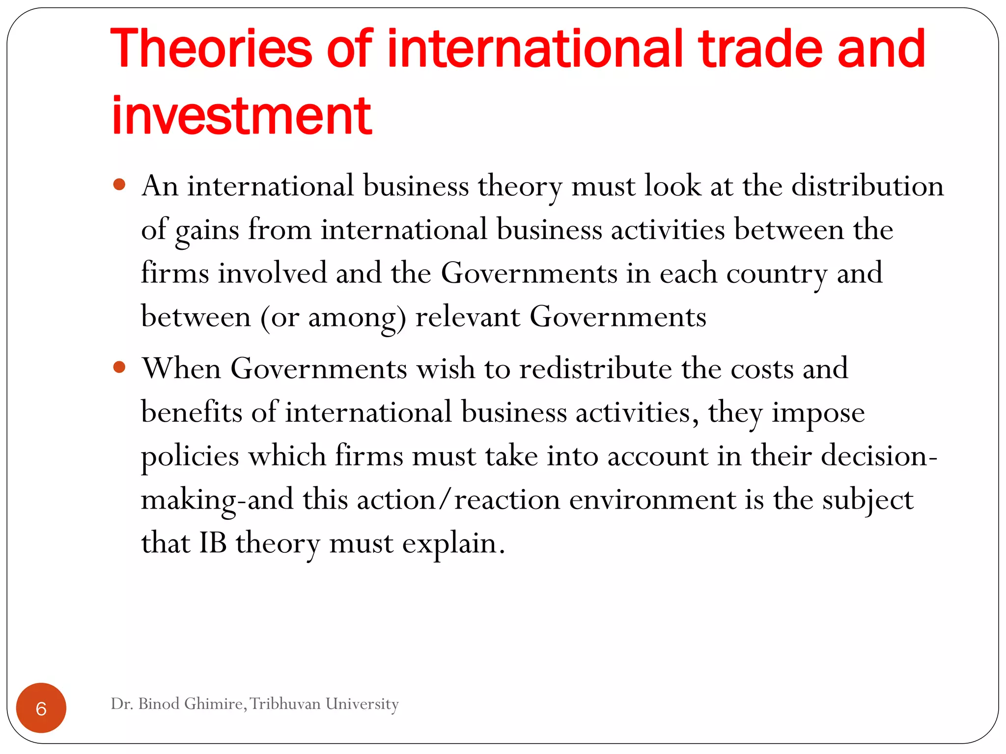 Chapter 2 theories of international trade and investment | PDF