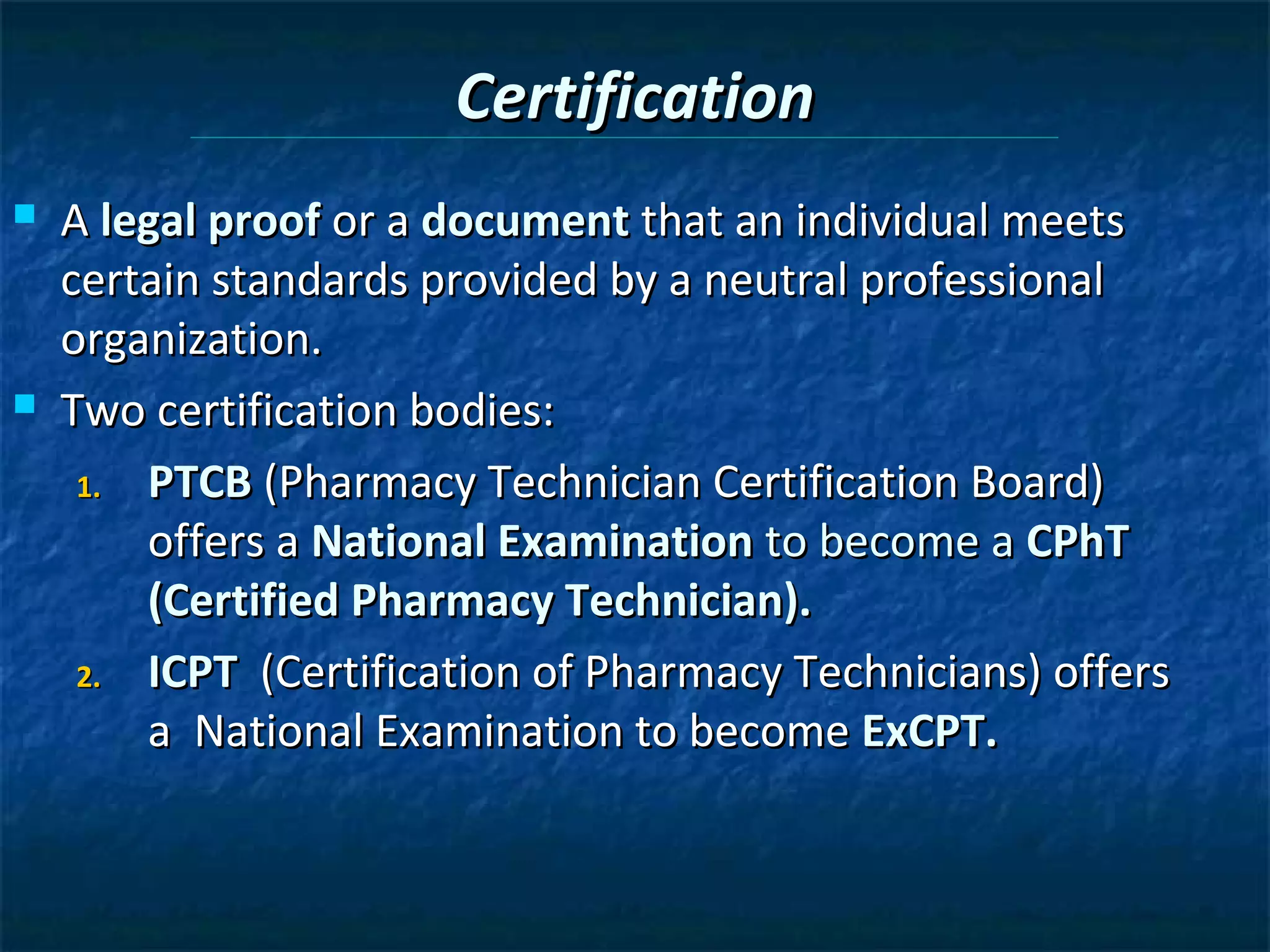 Chapter 2 the pharmacy technician | PPT