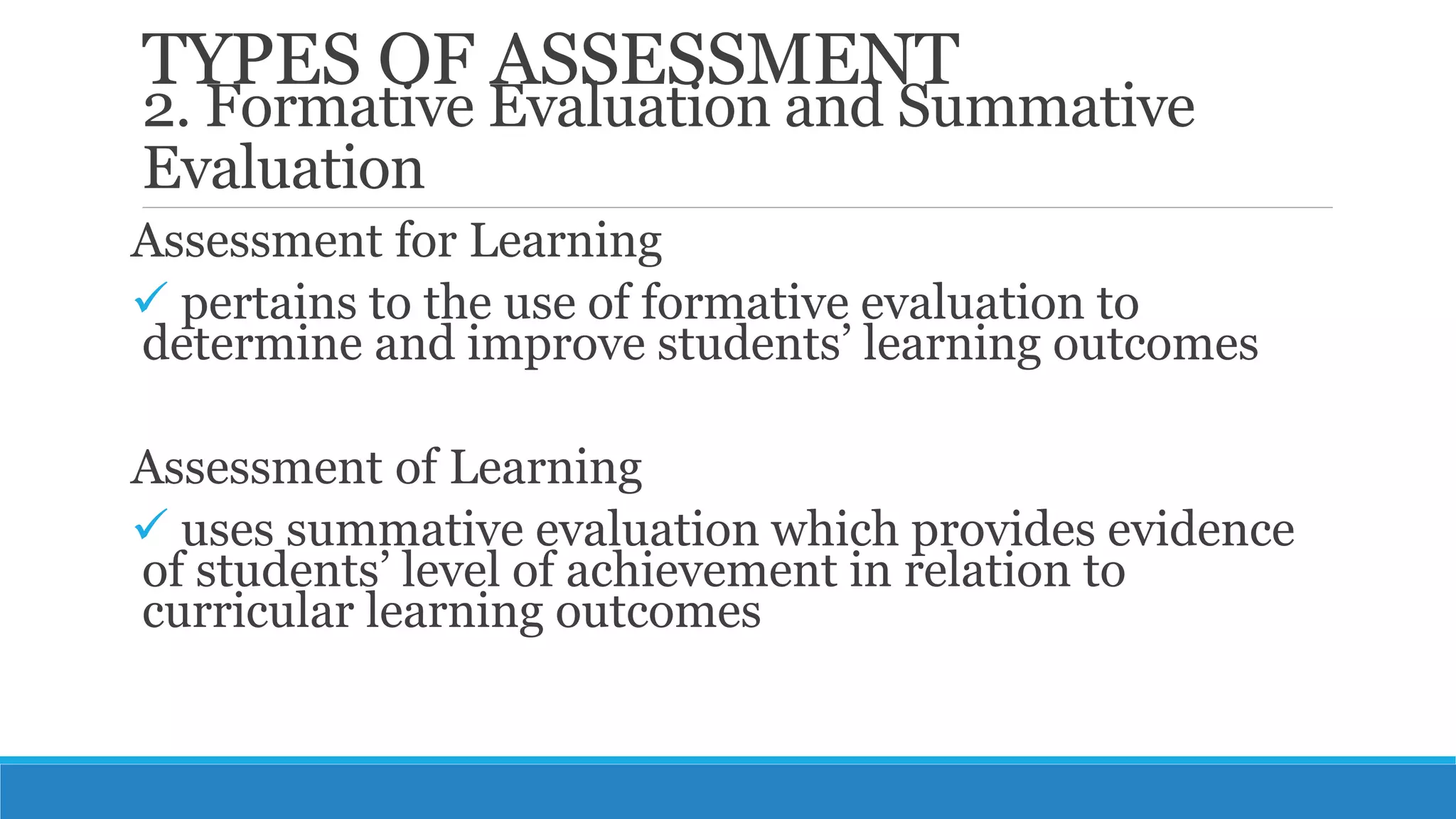 Chapter 2 types of assesment | PPTX