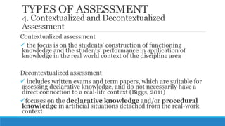 Chapter 2 types of assesment | PPTX | Educational Assessment | Education
