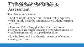 Chapter 2 types of assesment | PPTX