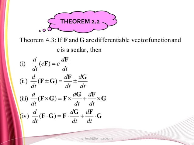 Applied Calculus Chapter 2 Vector Valued Function Pptx Physics Science