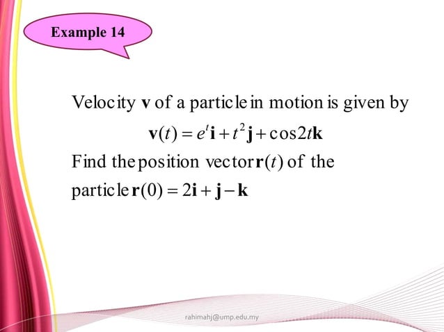 Applied Calculus Chapter 2 Vector Valued Function Pptx Physics Science