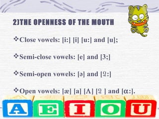 GENERAL CLASSIFICATION OF VOWELS | PPT | Food & Drink