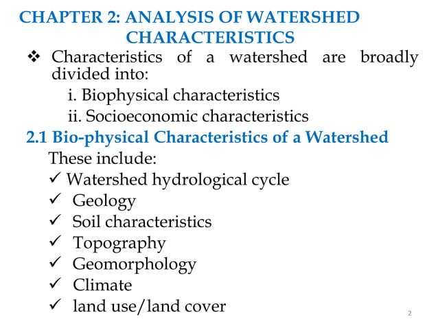 Chapter 2 (Watershed Characteristics).pptx | Geography | Science