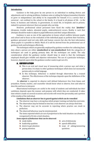 Tools and Techniques Used in the Guidance Process | PDF