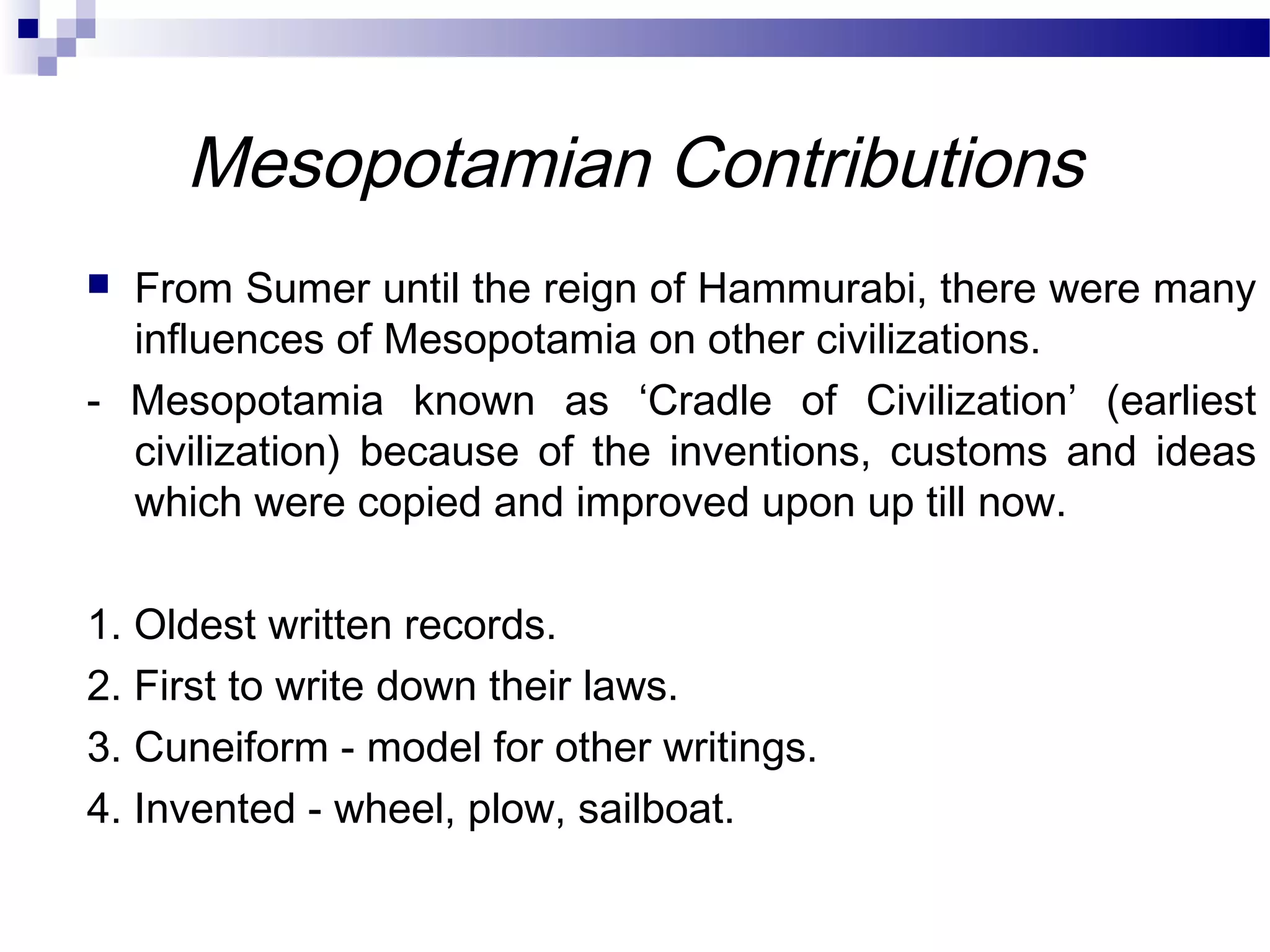 Mesopotamia - History of Human Civilization | PPT