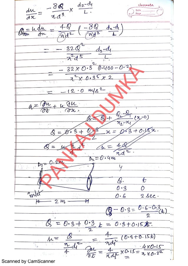 solution of introductoin to fluid mechanics and machines(Prof. Som and Prof. Biswas) Chapter 3 | PDF