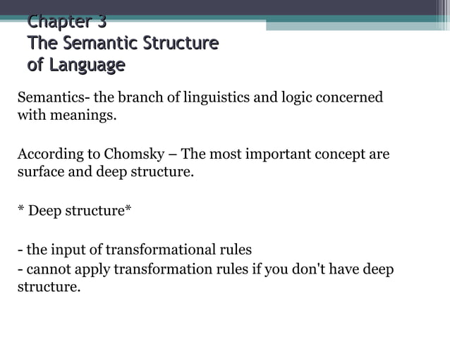 TRANSED Chapter3 The Semantic Structure of Language | PPT