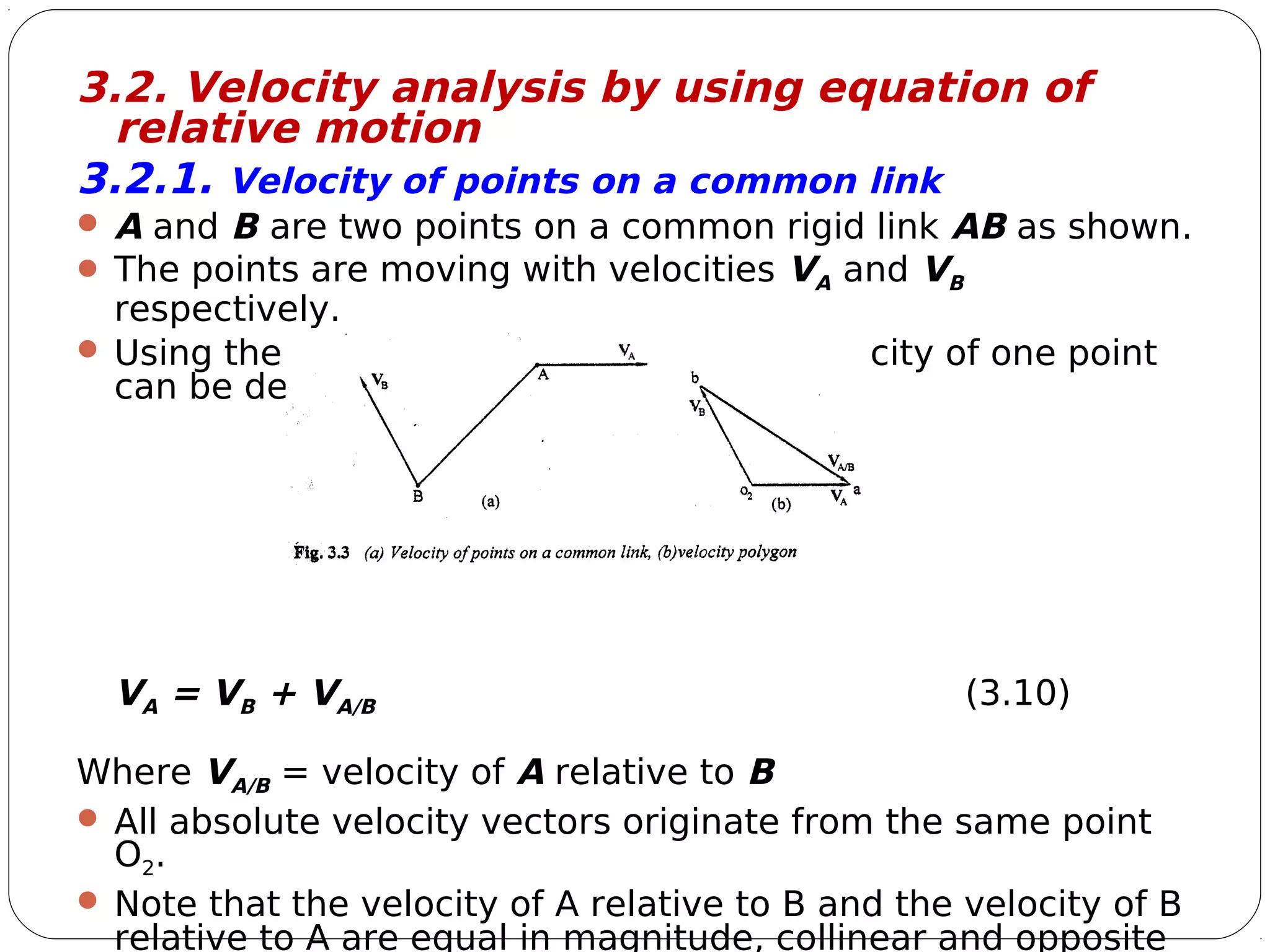 Chapter 3. velocity analysis (IC,GRAPHICAL AND RELATIVE VELOCITY METHOD) | PDF