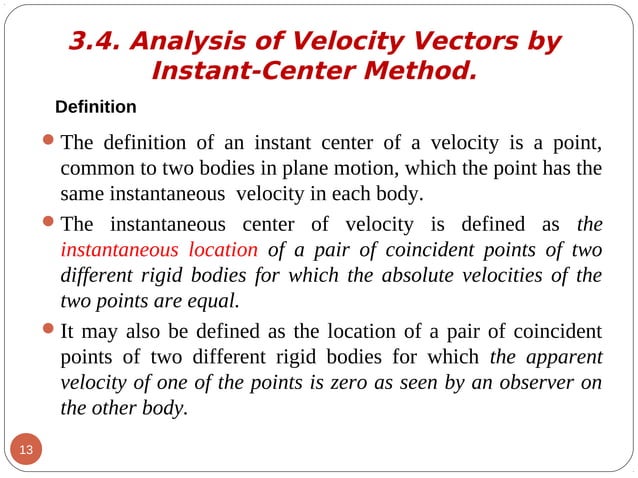 Chapter 3 Velocity Analysis Ic Graphical And Relative Velocity Method