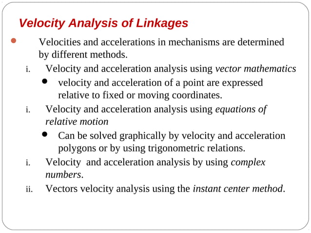 Chapter 3 Velocity Analysis Ic Graphical And Relative Velocity Method