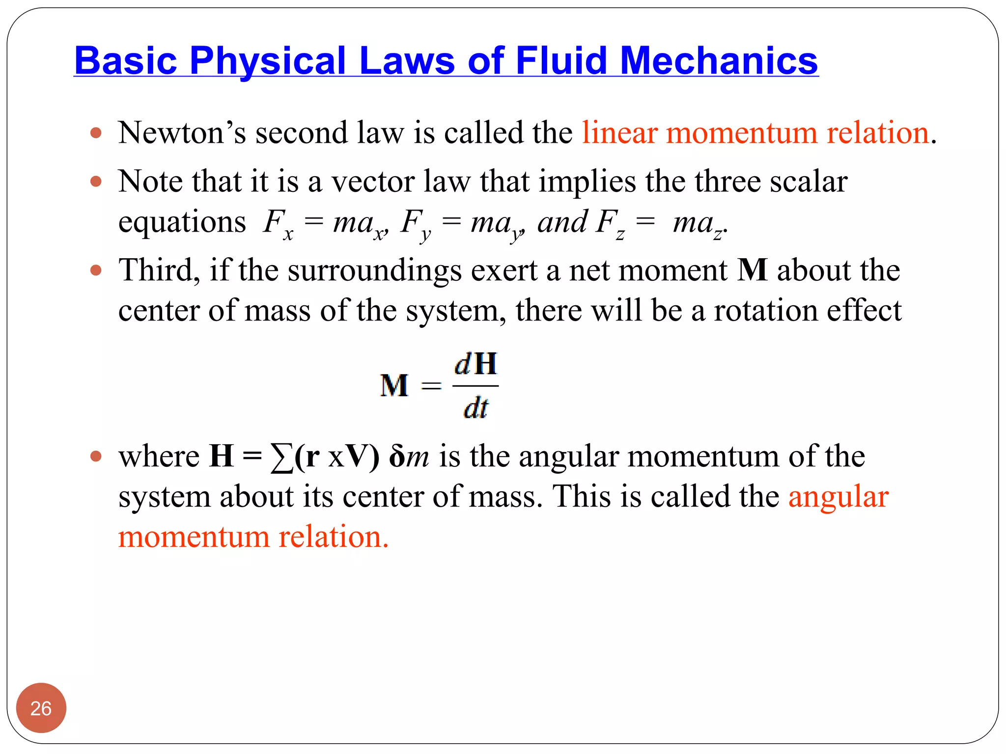 Fluid Mechanics Chapter 3. Integral relations for a control volume | PDF