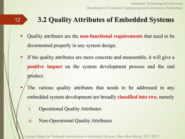 Chapter 3 Charateristics and Quality Attributes of Embedded System | PPTX