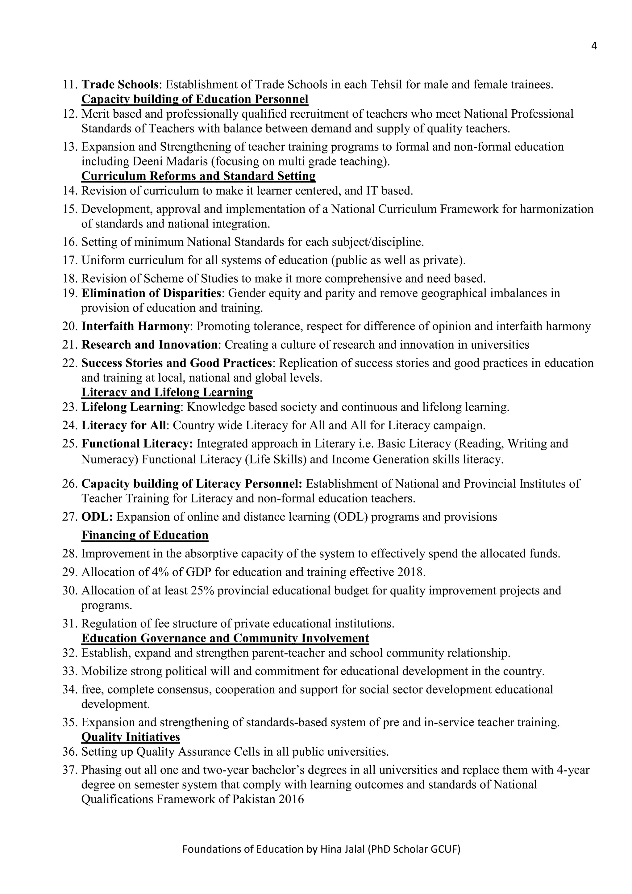 Educational Reforms in Pakistan, Educational Policy 2017, and Vision ...