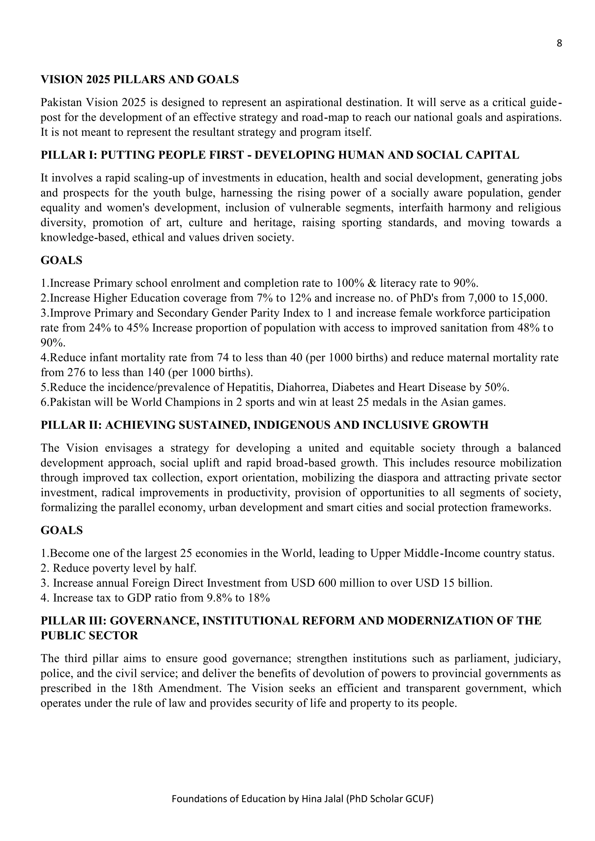 Educational Reforms in Pakistan, Educational Policy 2017, and Vision ...