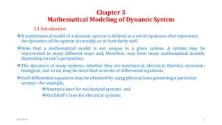 Chapter 3 mathematical modeling of dynamic system | PPTX
