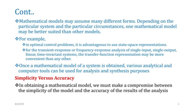 Chapter 3 mathematical modeling of dynamic system | PPTX