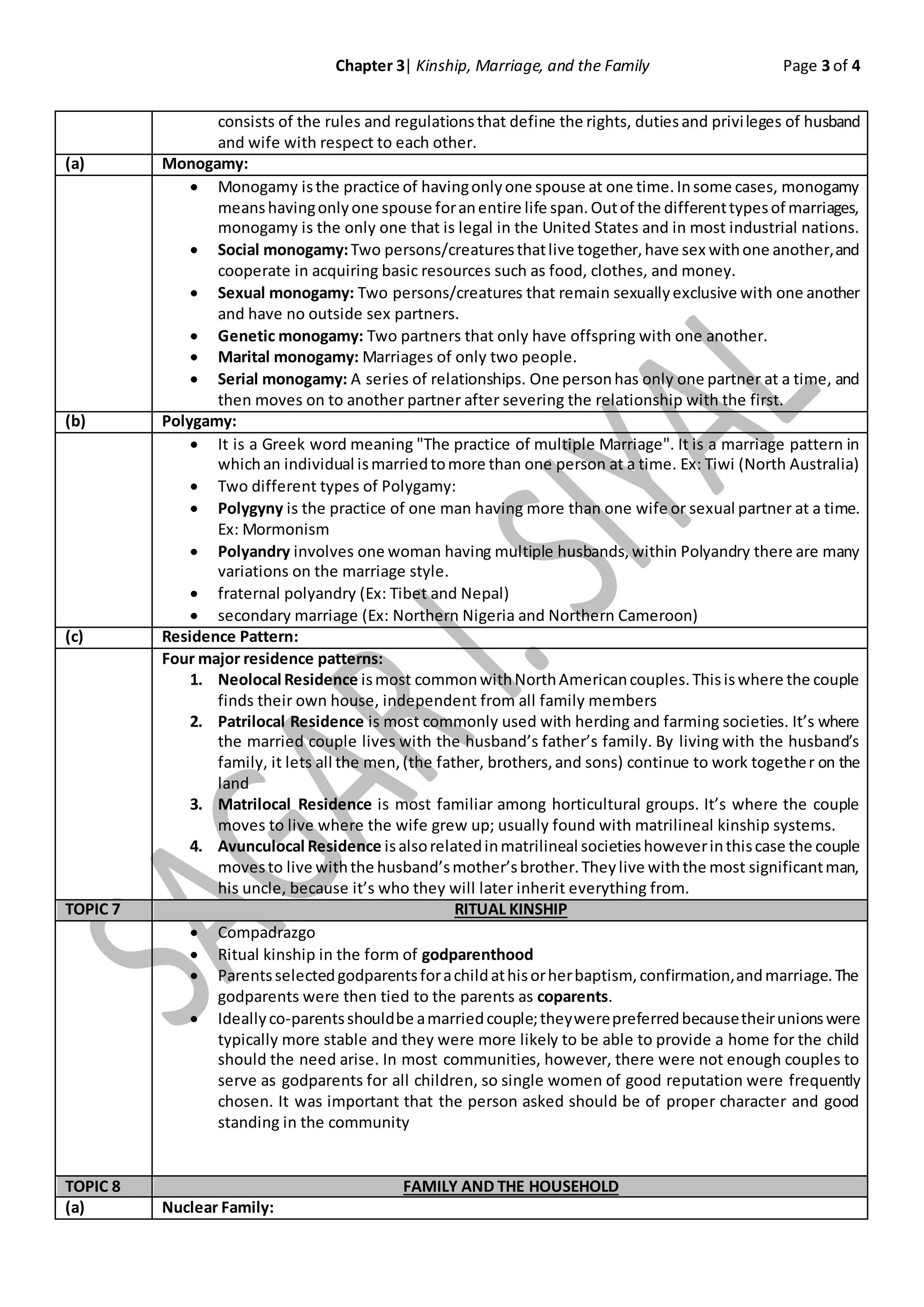 Chapter 3: Kinship, Marriage and the Family | DOCX