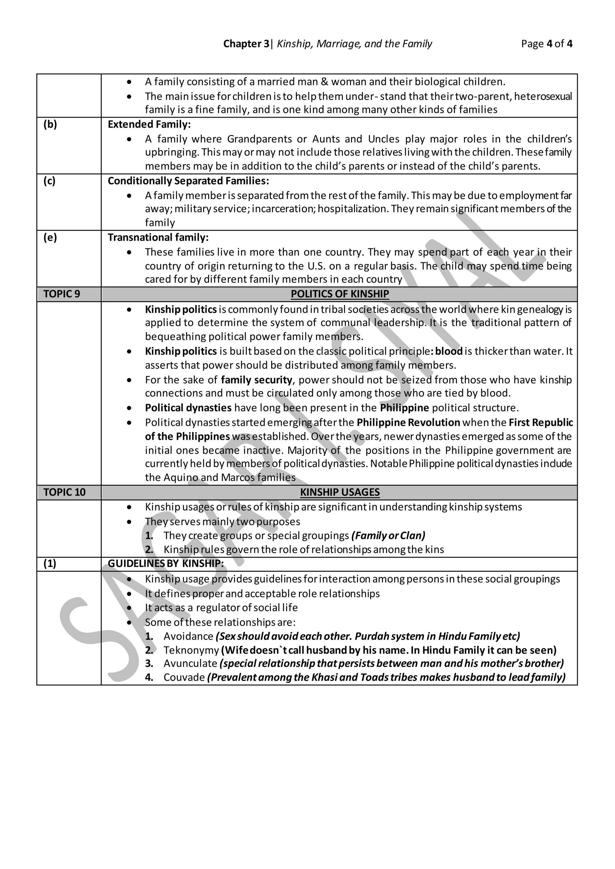Chapter 3: Kinship, Marriage and the Family | DOCX