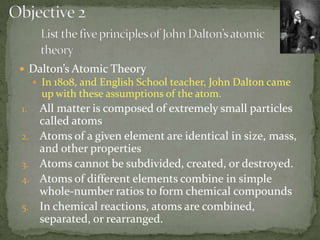 Applied Chapter 3.1 : Substances are Made of Atoms | PPT