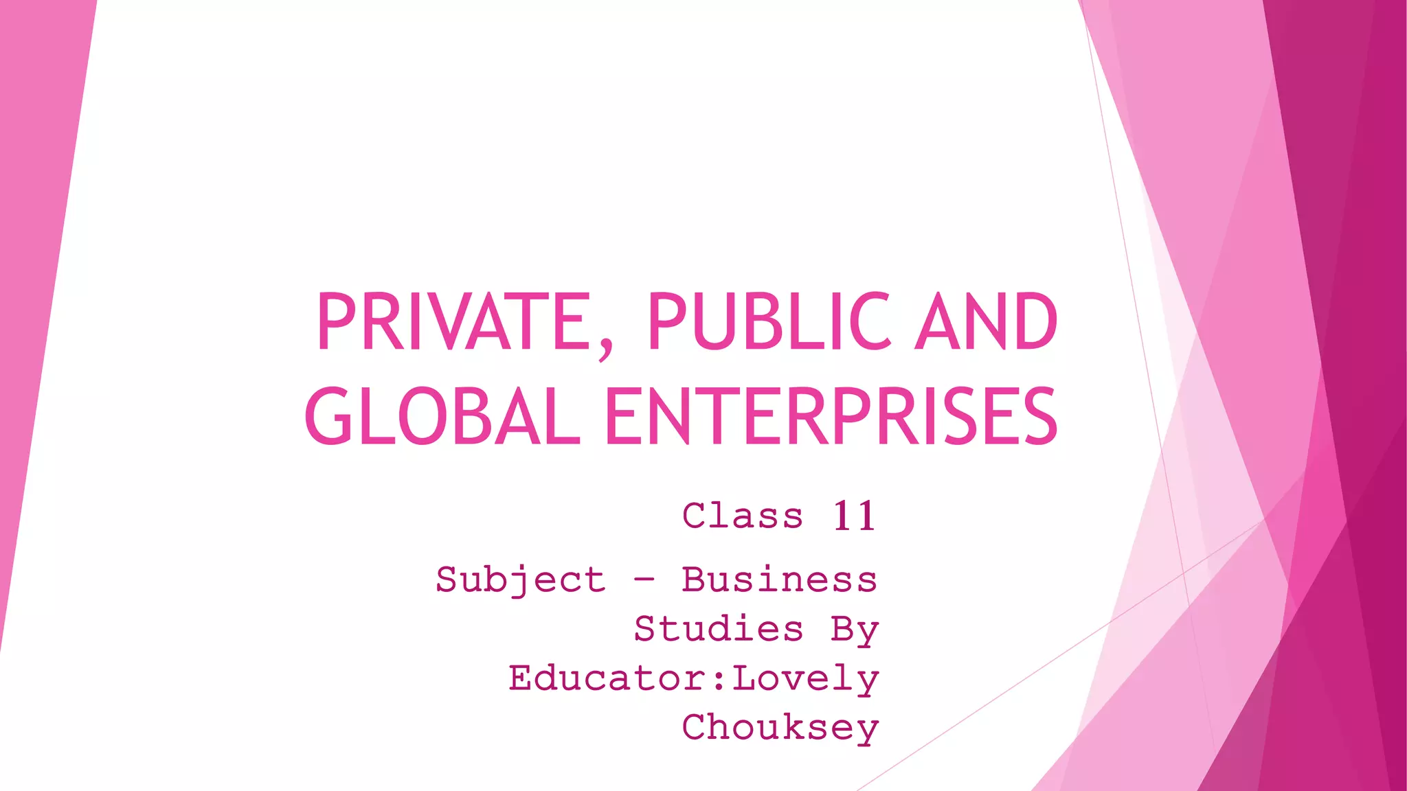 Private and Public Enterprise | PPTX
