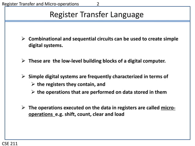 Register Transfer Language | PPTX | Programming Languages | Computing