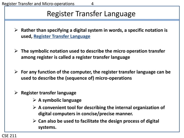 Register Transfer Language | PPTX | Programming Languages | Computing