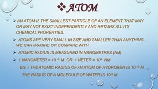 Chapter – 3 (Atoms and Molecules) | PPTX