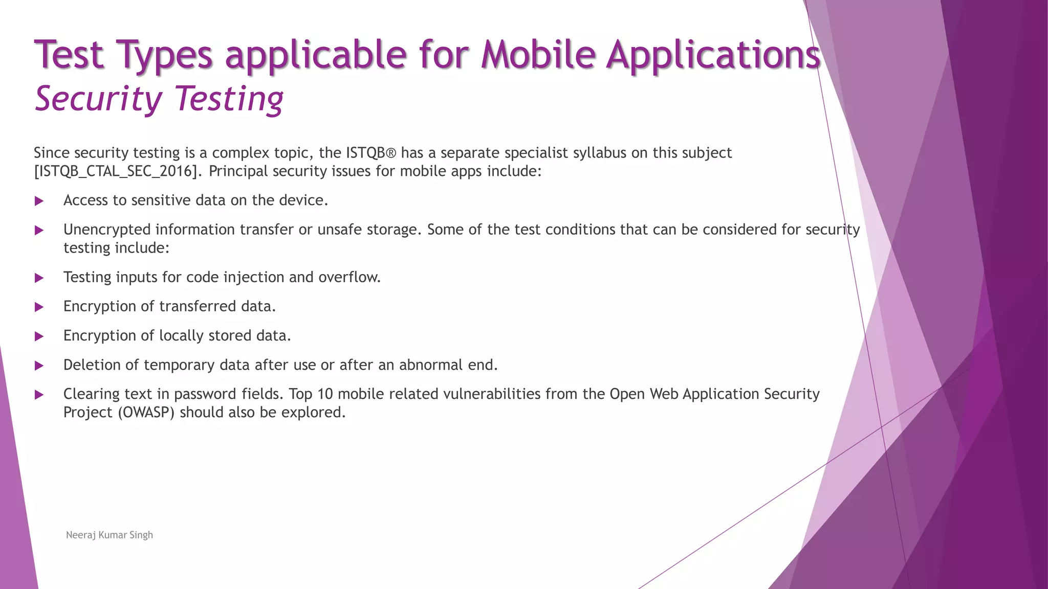 Chapter 3 Common Test Types And Test Process For Mobile Applications Ppt