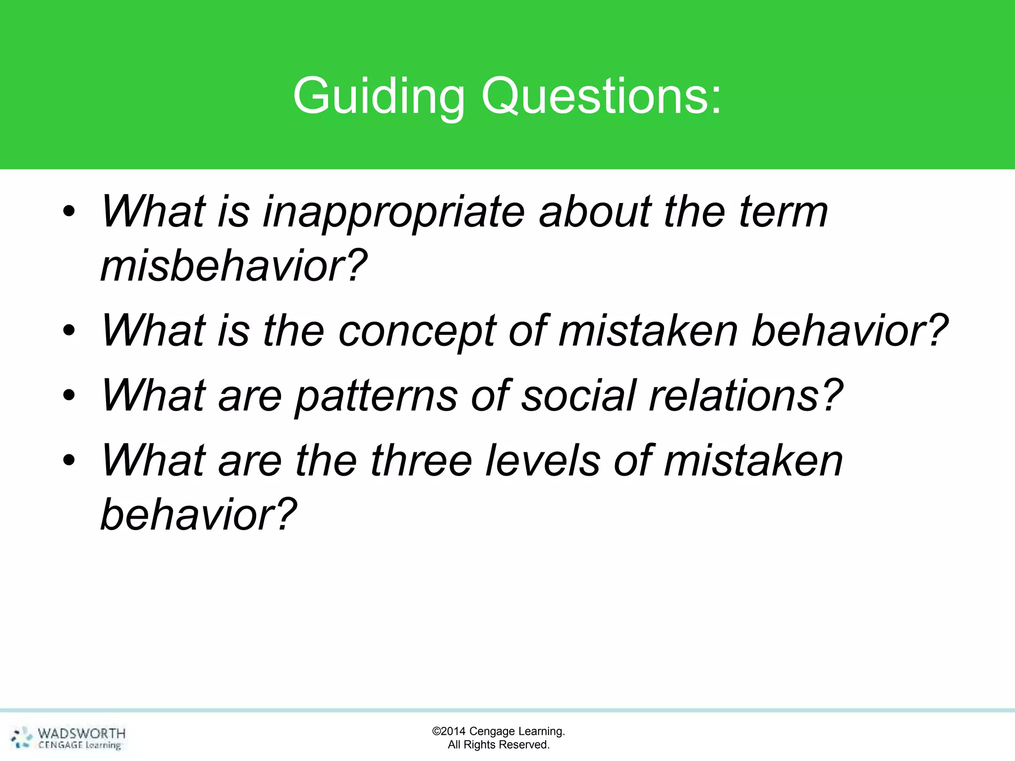 Chapter 3 Mistaken Behavior: Understanding Conflicts, Aggression, and ...