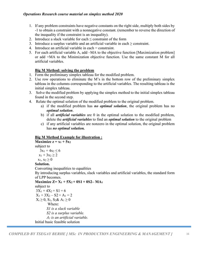 Chapter 3.Simplex Method hand out last.pdf | Computer Software and Applications | Computing