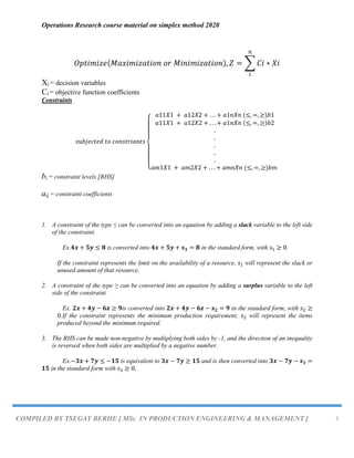 Chapter 3.Simplex Method hand out last.pdf | Computer Software and Applications | Computing