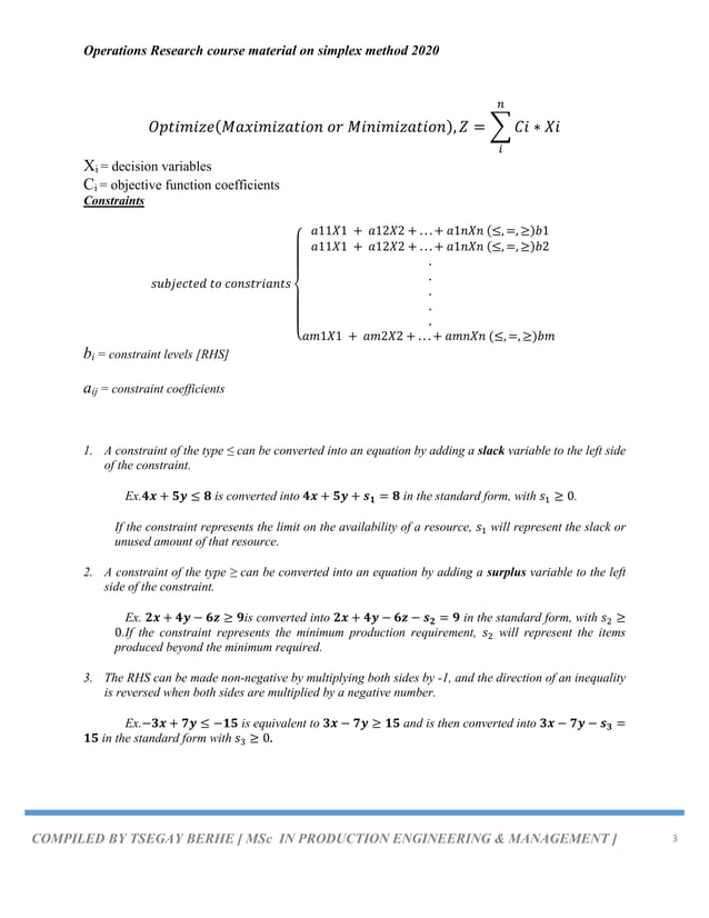 Chapter 3.Simplex Method hand out last.pdf | Computer Software and Applications | Computing