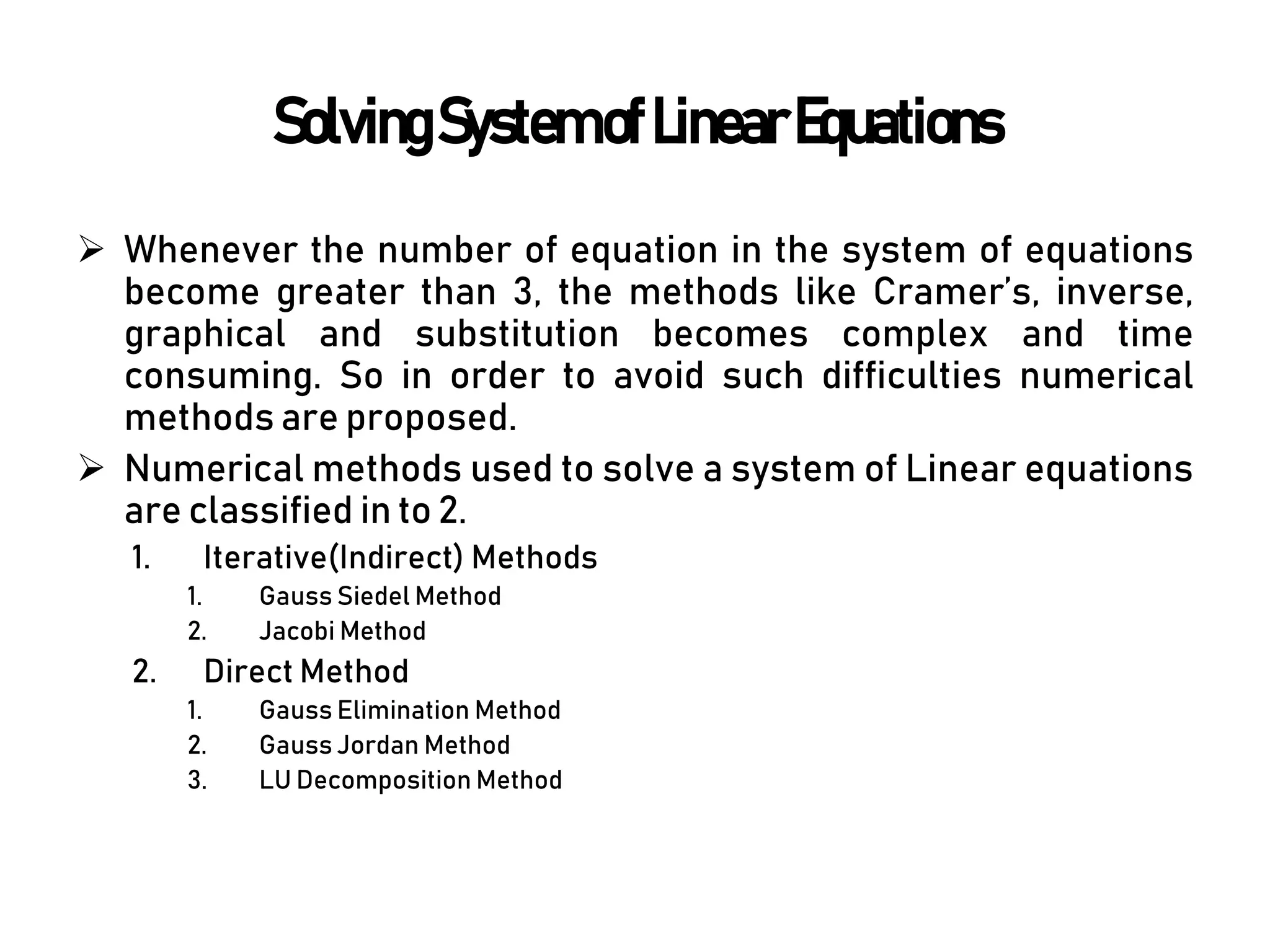 Solving a system of Linear Equations for Engineers | PPTX