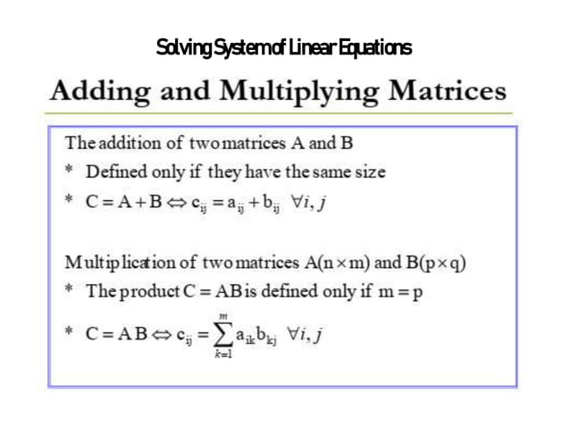Solving a system of Linear Equations for Engineers | PPTX