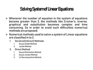Solving a system of Linear Equations for Engineers | PPTX
