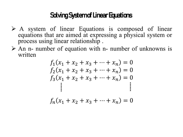 Solving a system of Linear Equations for Engineers | PPTX