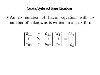 Solving a system of Linear Equations for Engineers | PPTX