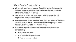 water characteristics and sampling water | PPTX