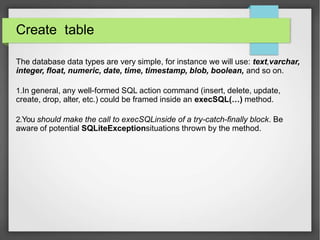 Chapter 3.pptx Oracle SQL or local Android database setup SQL, SQL-Lite, coding the database ...