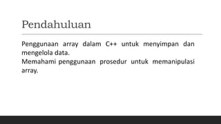 Penggunaan Prosedur dalam array dengan pemrograman c++ | PDF