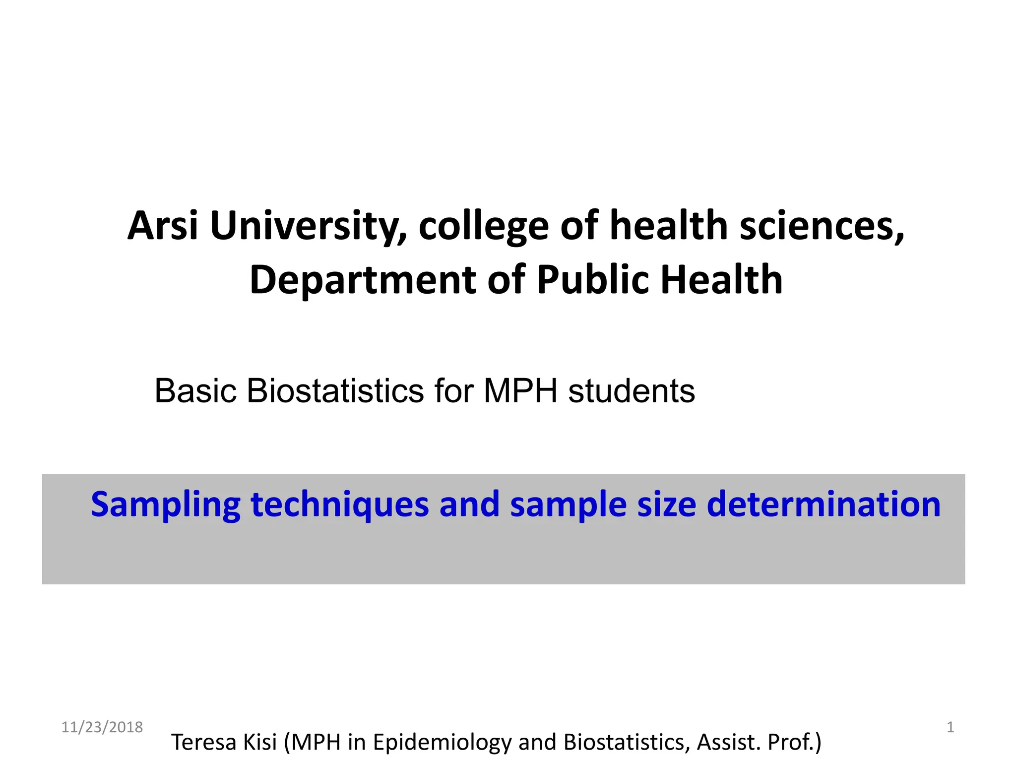 Biostatics presentation for masters clas | PDF
