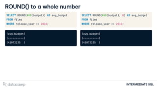 03 Summarizing data (Aggregate) - INTERMEDIATE SQL | PPT