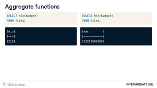 03 Summarizing data (Aggregate) - INTERMEDIATE SQL | PPT