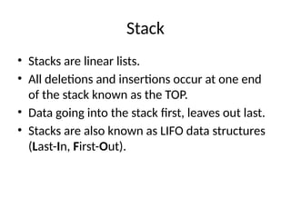 Stack, implementation using array and linked list | PPTX