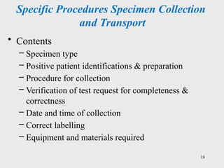 laboratory specimen management and sample integrity | PPTX