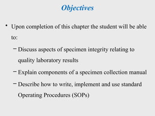 laboratory specimen management and sample integrity | PPTX