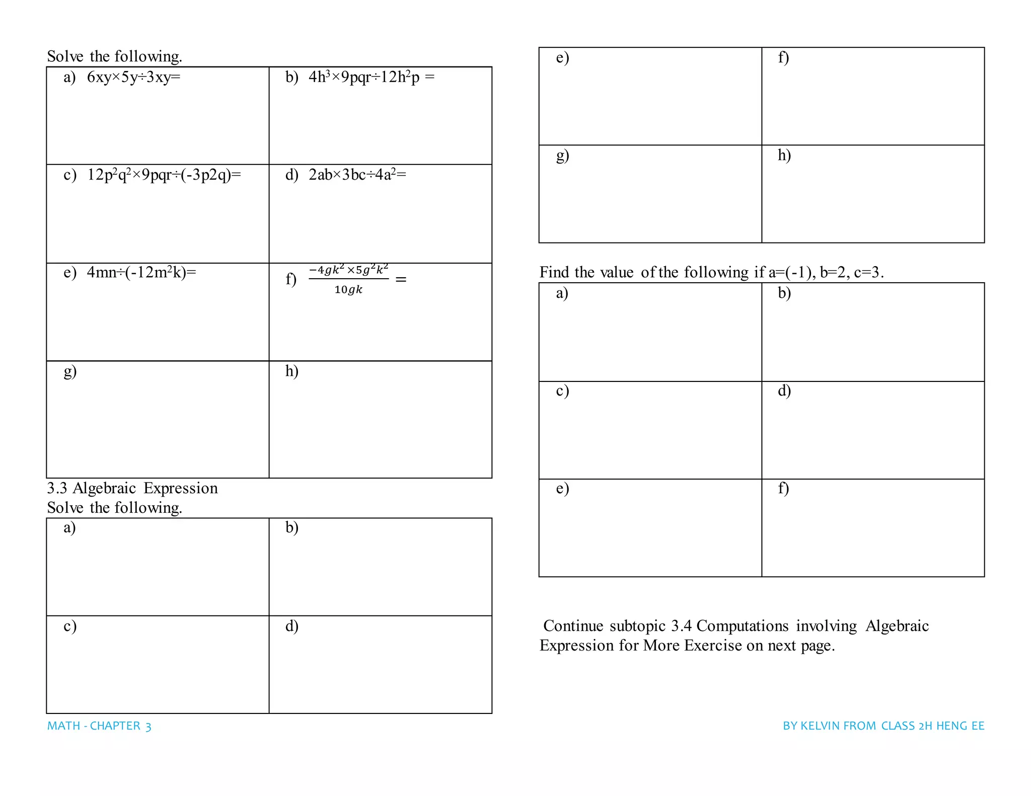 Mathematics Form 1-Chapter 5-6 Algebraic Expression Linear Equations ...